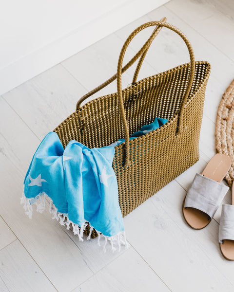 Torba | Handwoven Oversized Basket | Matt Gold – Hammam Havlu